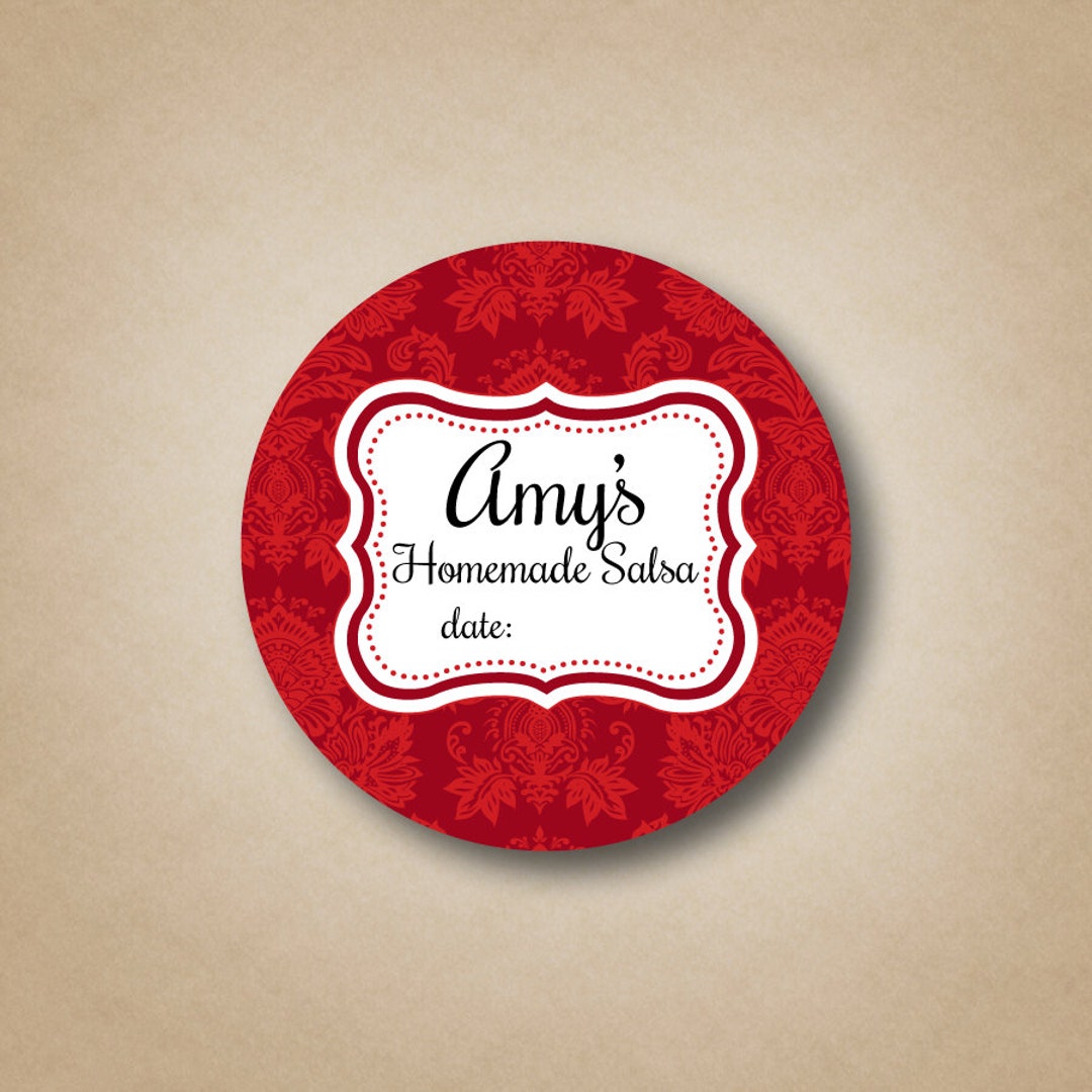 Red Homemade Salsa Mason Jar Labels Custom Canning Labels Stickers for ...