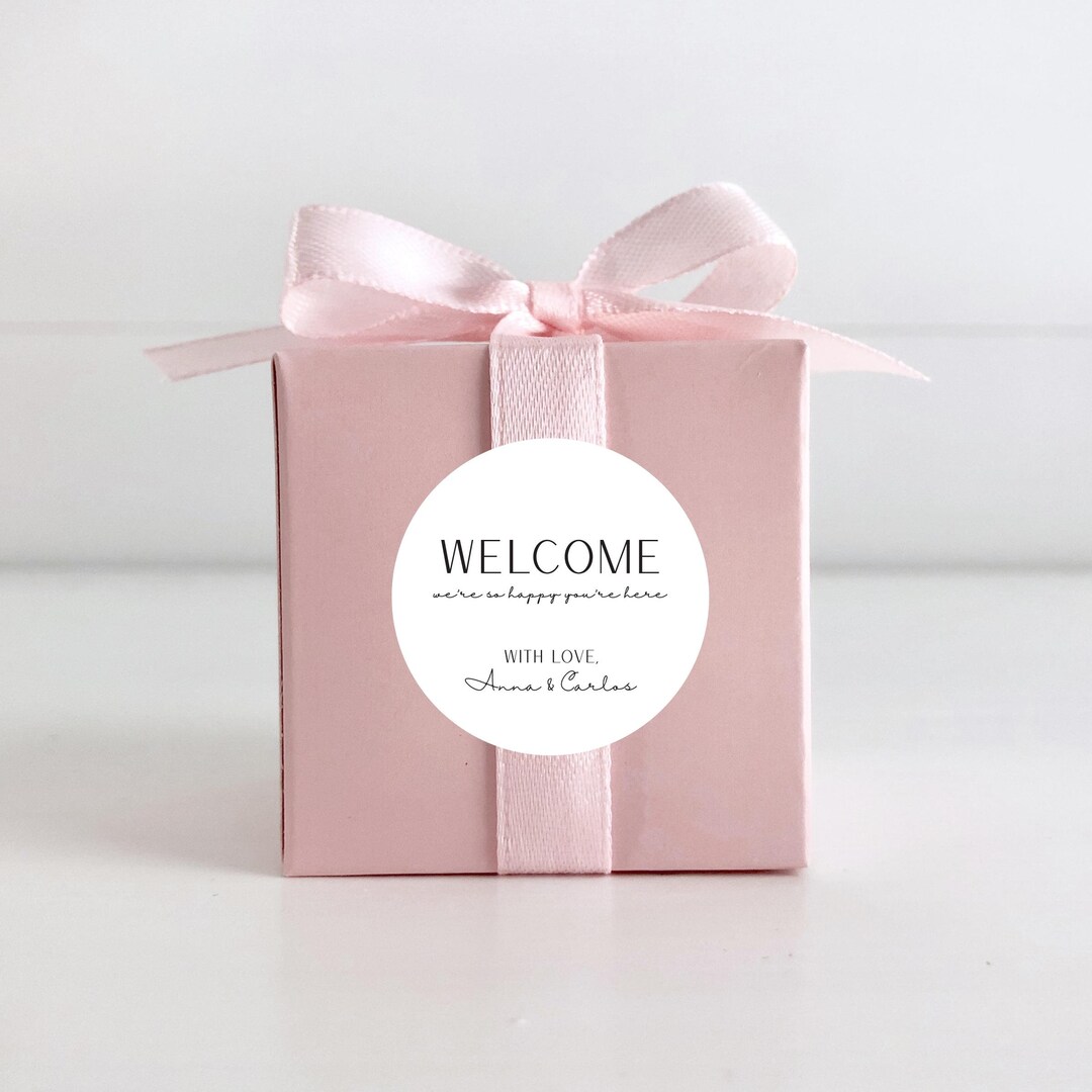 Wedding Welcome Stickers - Modern Minimalist Wedding Welcome Bag Label ...