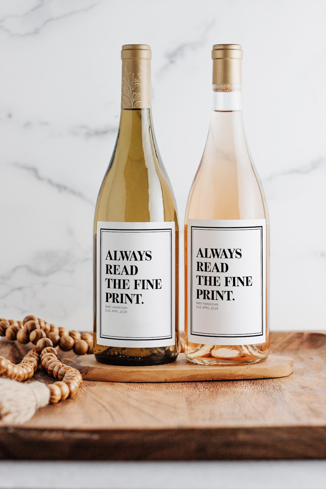 Always Read the Fine Print Wine Label - Printed Baby Reveal Wine Label ...