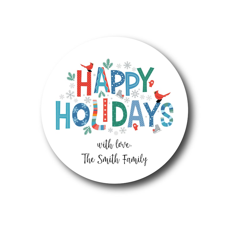 Happy Holidays Sticker Christmas Sticker Personalized Gift - Etsy
