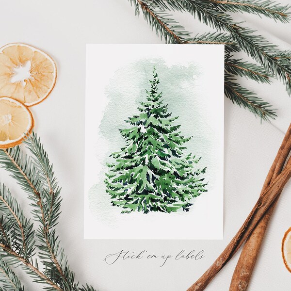 Watercolor Evergreen - Etsy