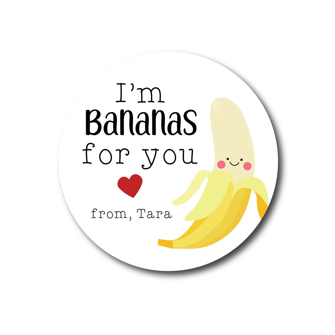 Valentines Stickers I'm Bananas for You Valentine's Day Sticker Labels ...
