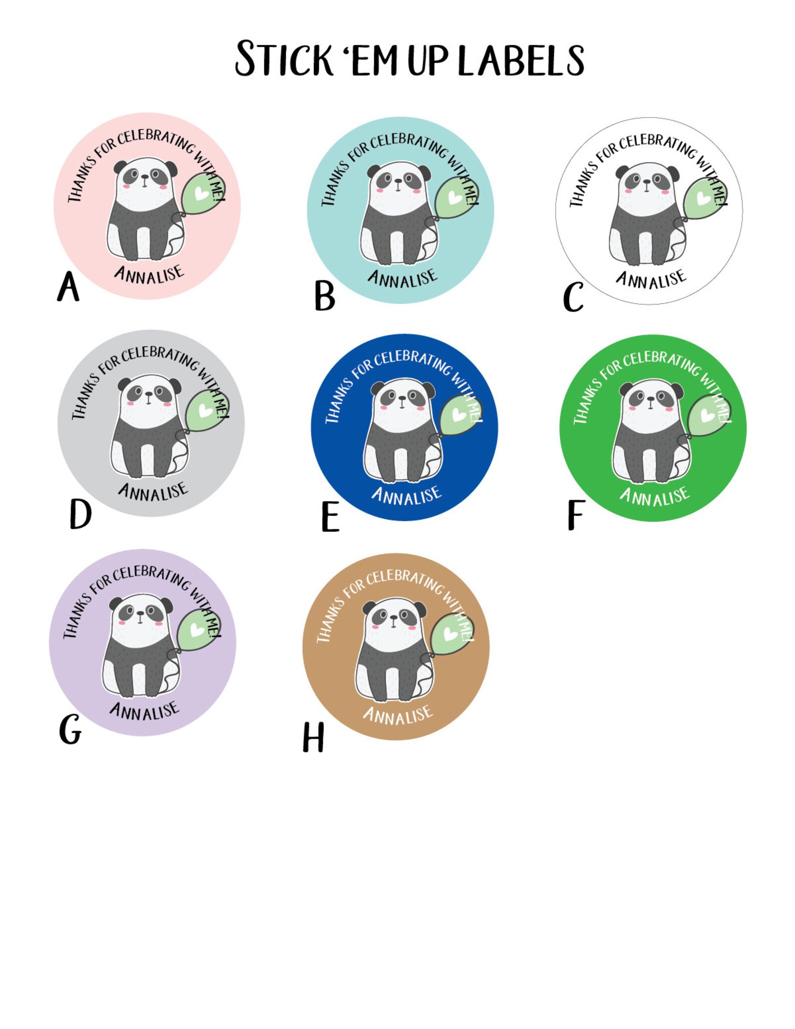 Birthday Party Stickers Panda Birthday Party Favor Labels Birthday ...