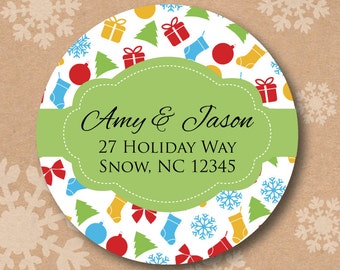 Christmas Holiday Return Address Label Gift Tag Sticker - Etsy