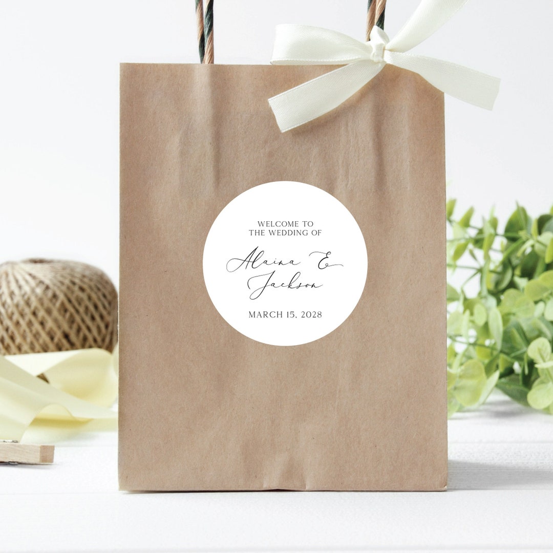 Wedding Welcome Stickers - Minimalist Wedding Welcome Labels, Wedding ...