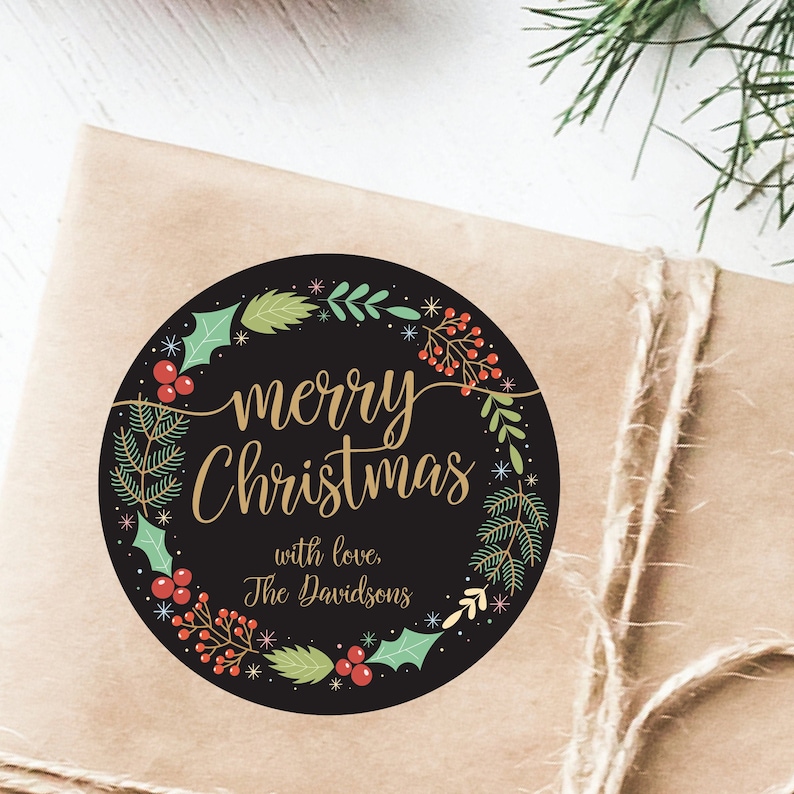 Christmas Gift Label Merry Christmas Sticker Christmas Gift | Etsy
