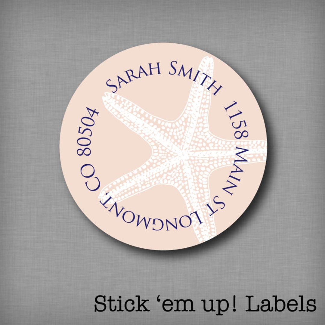 Return Address Labels, Personalized Round Address Stickers, Starfish ...