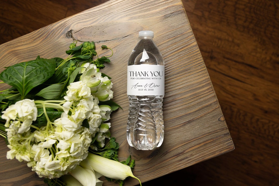 Wedding Water Bottle Label - Thank You Sticker, Printed Beverage Labels ...
