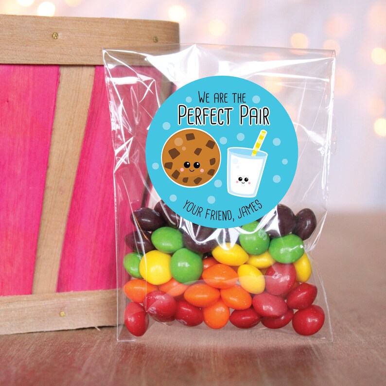 Valentines Stickers The Perfect Pair Stickers Milk and Cookies | Etsy