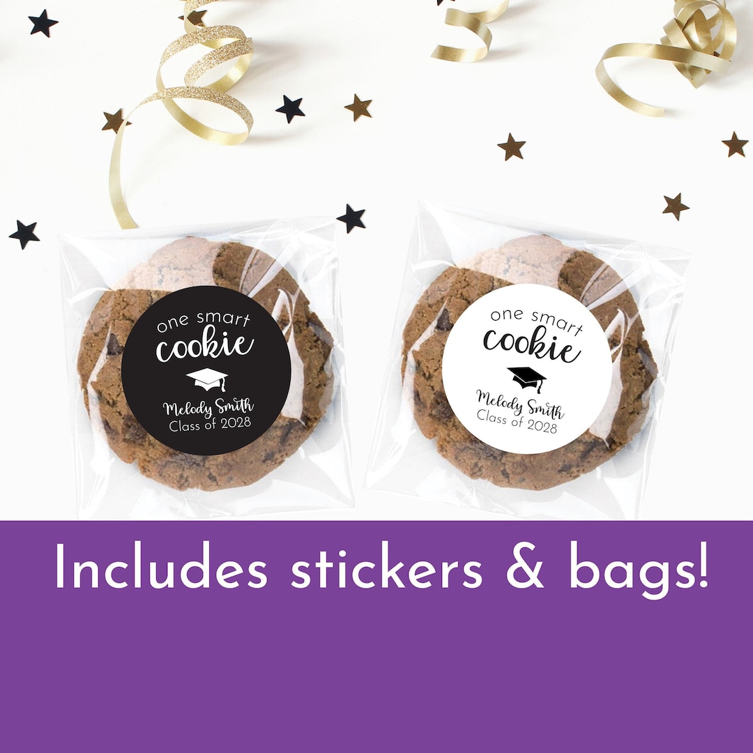 Graduation Party Favors - One Smart Cookie Stickers and Bags, One Smart ...