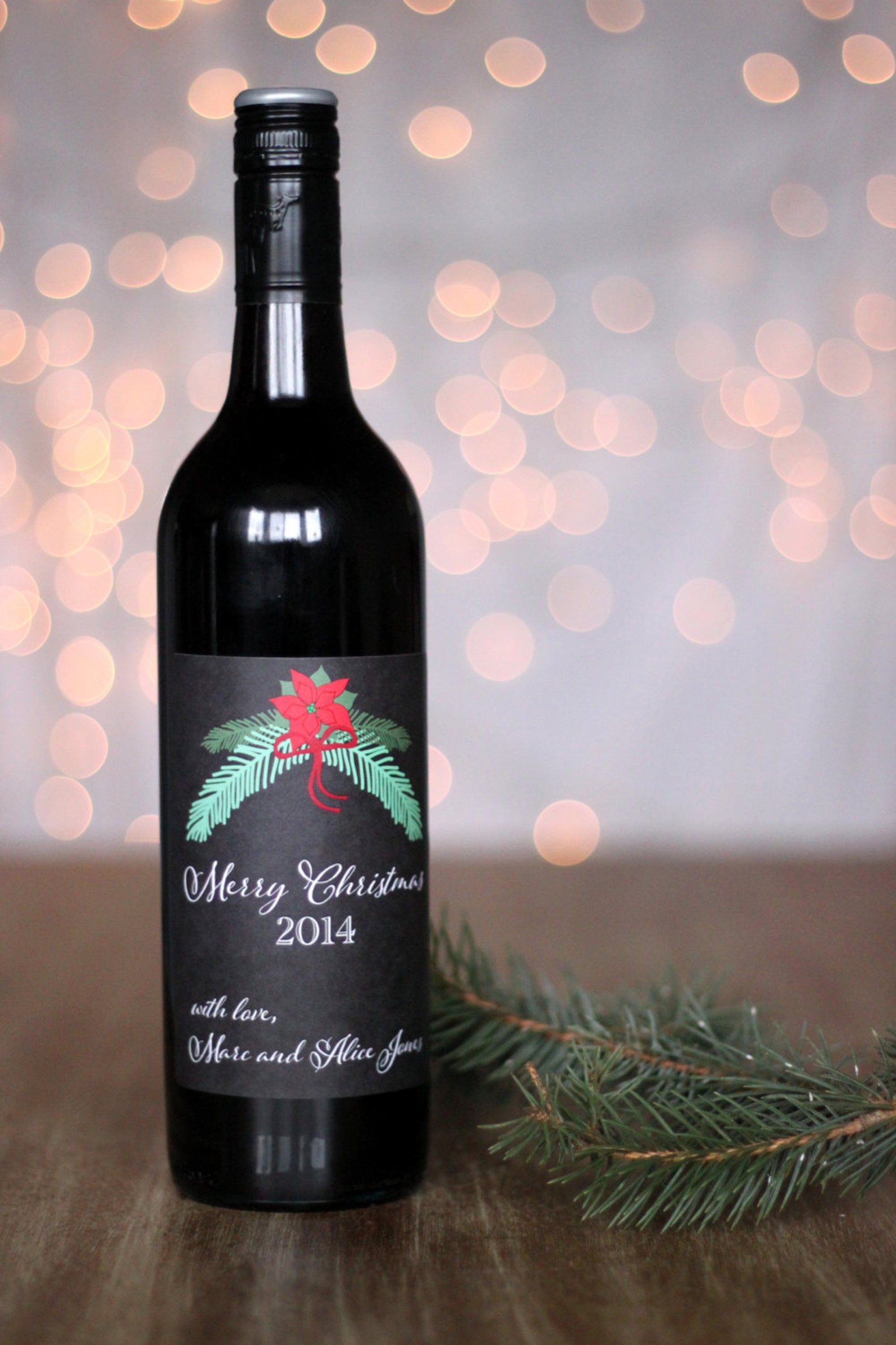Set of FOUR Christmas Wine Labels Personalized Holiday Wine - Etsy