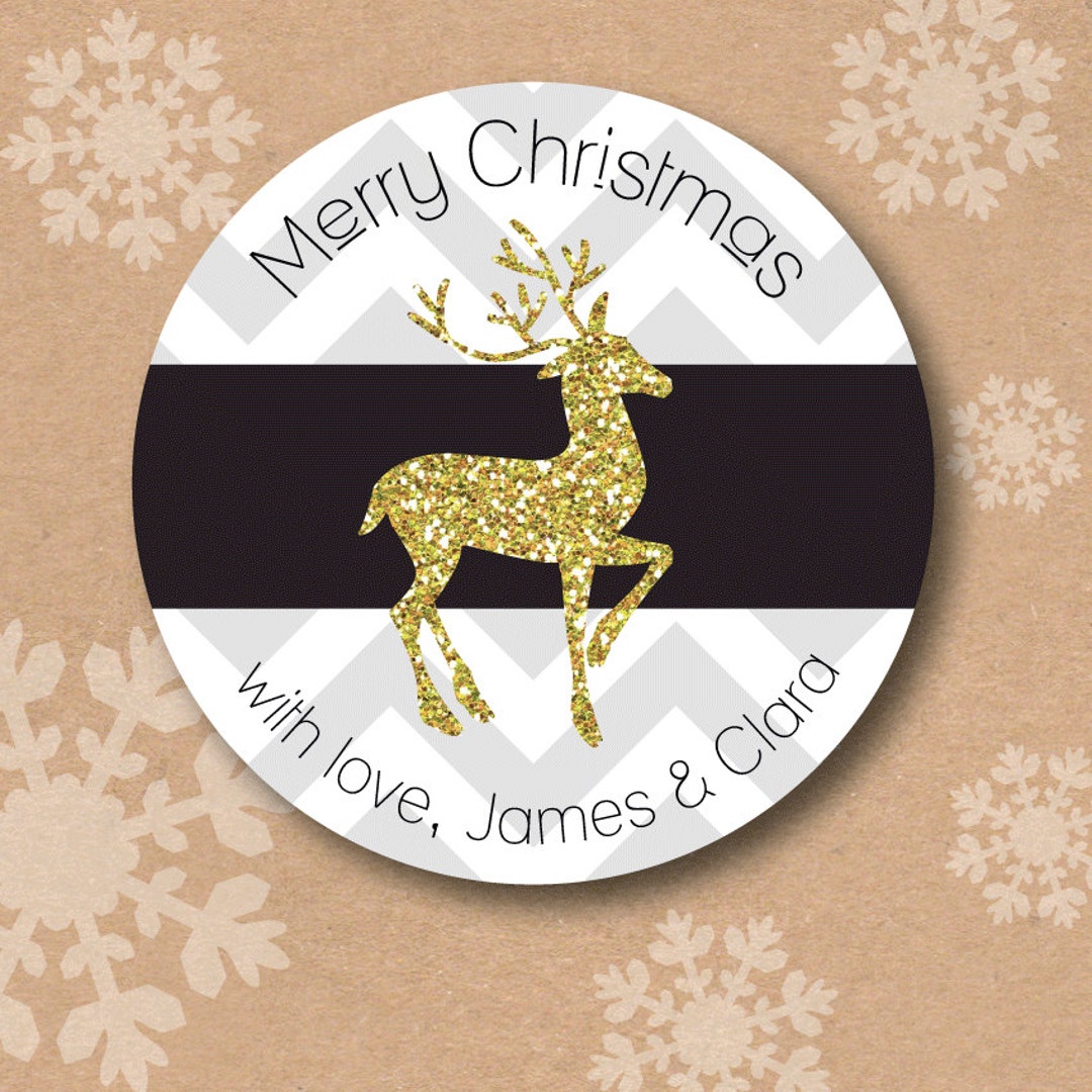 Glitter Christmas Sticker Holiday Labels Personalized Sticker Tags ...
