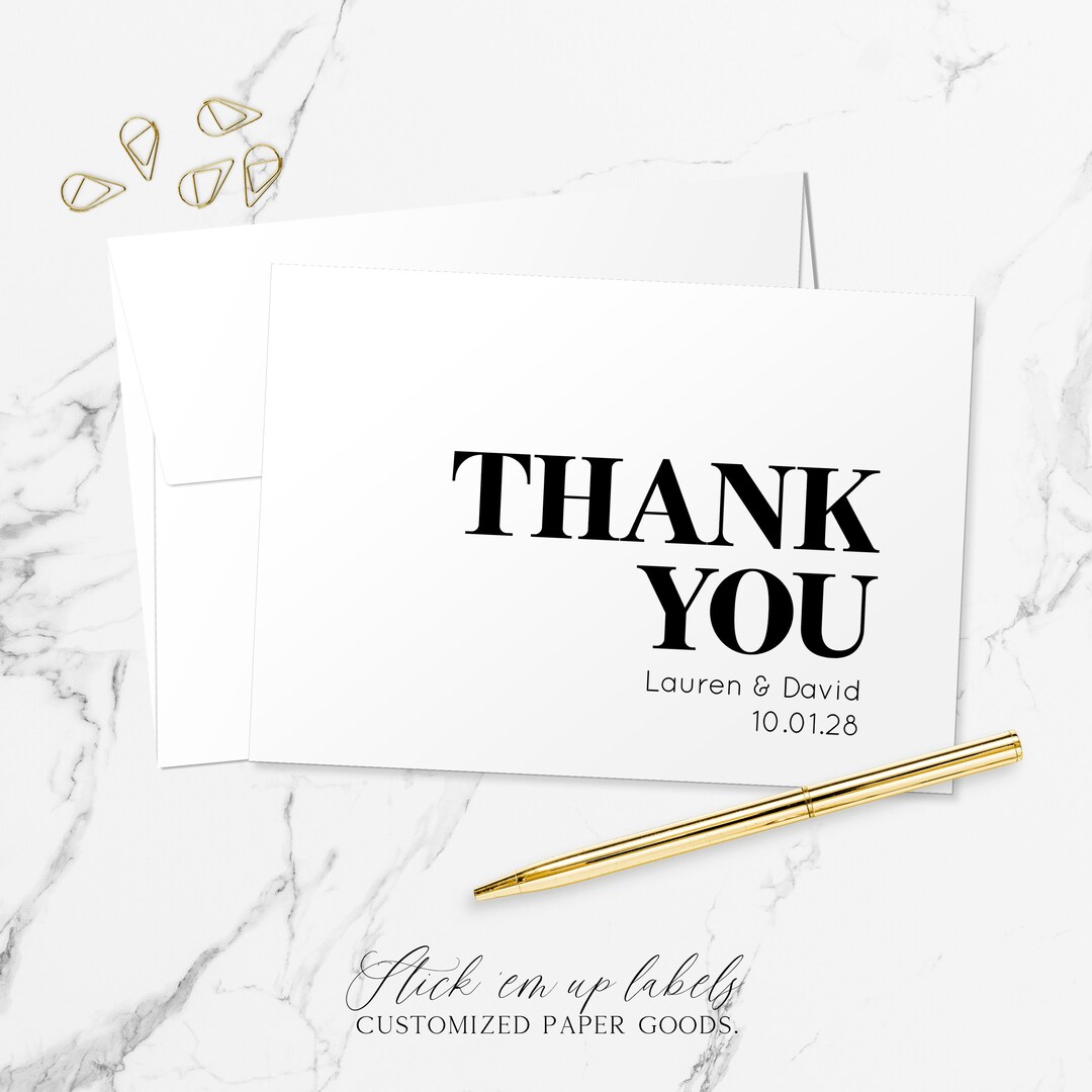 Set of Thank You Cards - Modern Minimalist Personalized Note Cards With ...