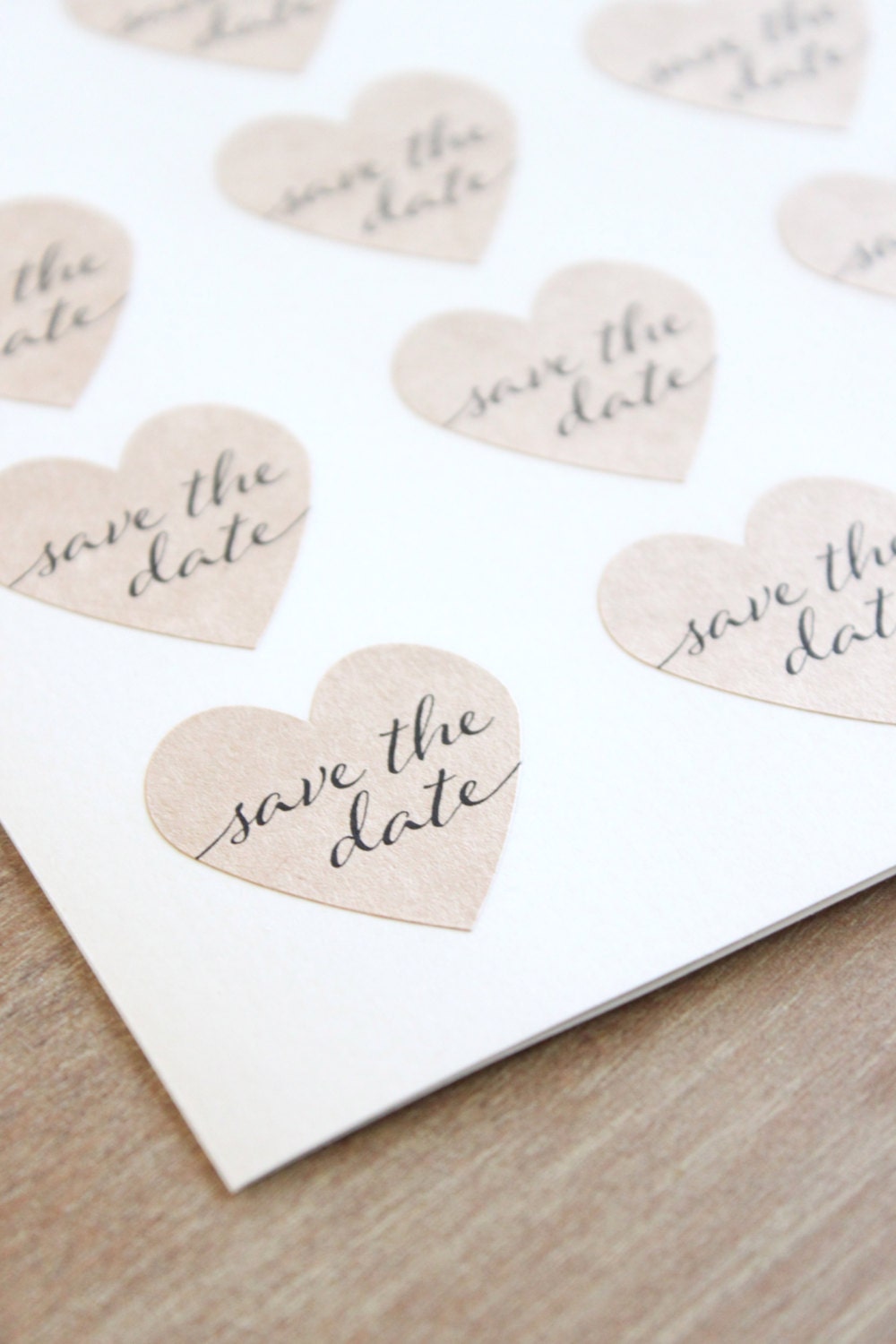 Kraft Heart Save the Date Stickers Engagement Party Invitation - Etsy