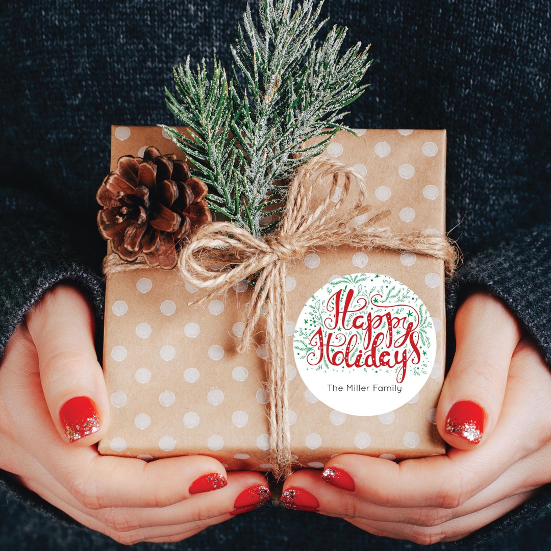 Christmas Stickers - Happy Holidays, Christmas Gift Labels, Sticky ...