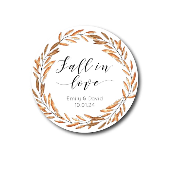 Fall in Love Fall Wedding Stickers Autumn Wedding Stickers Orange ...