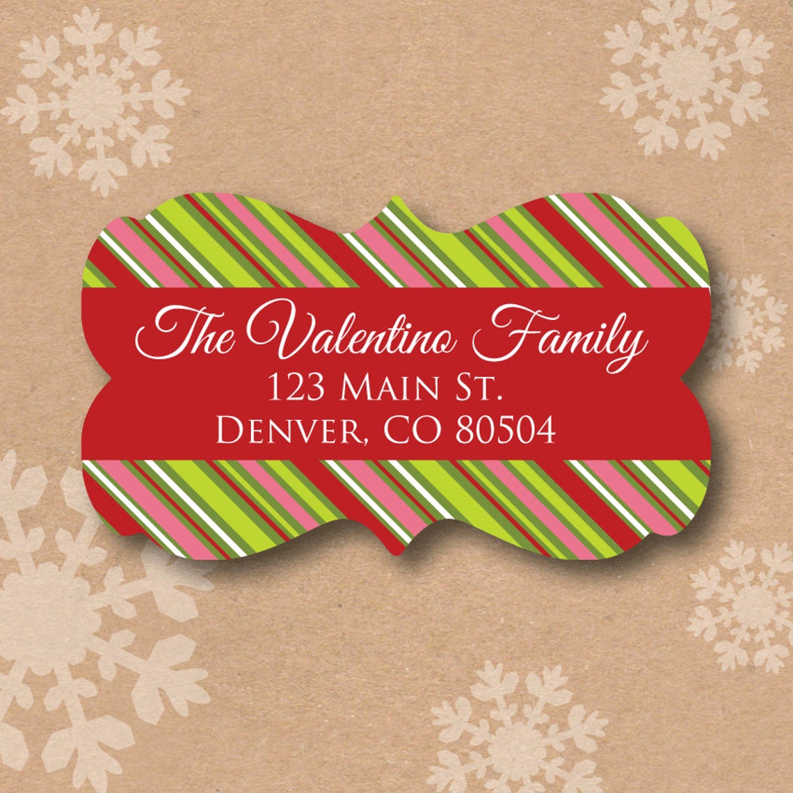Christmas Return Address Labels Bright Stripes Personalized - Etsy