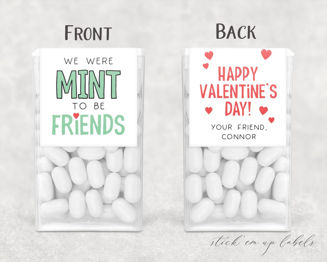 Class Party Mint Valentine Stickers - Mint to Be Friends Valentine ...