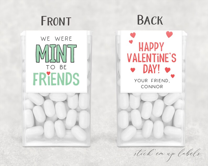 Class Party Mint Valentine Stickers - Mint to Be Friends Valentine ...