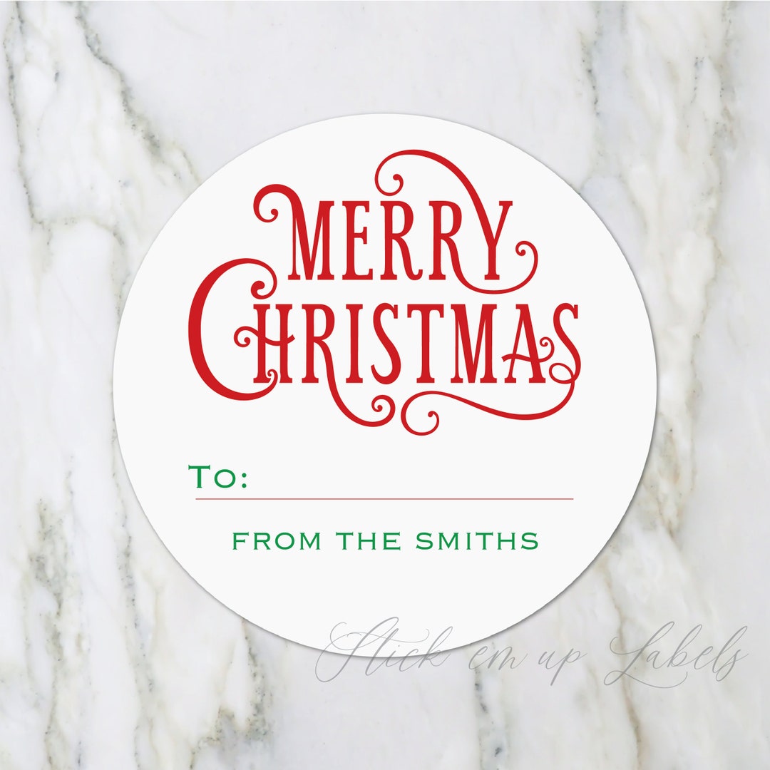 Christmas Stickers - to From Gift Labels, Retro Merry Christmas ...