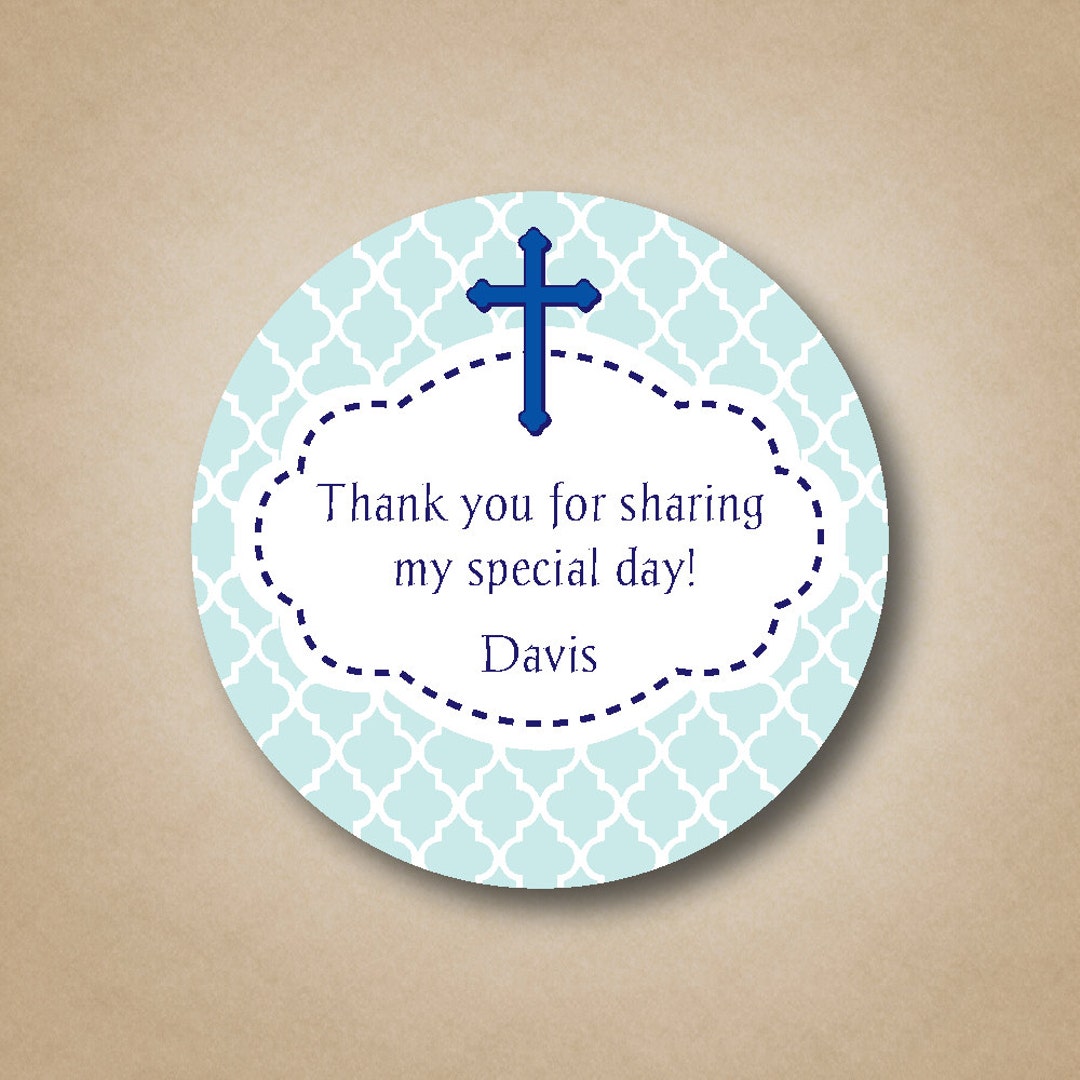 First Holy Communion Favor Stickers Custom First Communion Labels Blue ...
