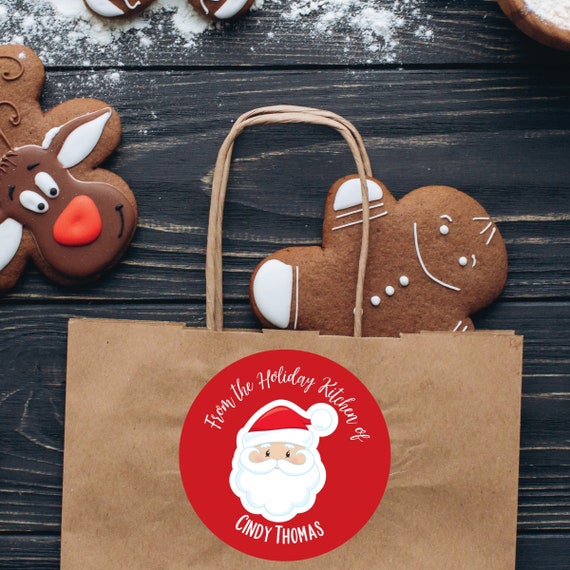 From the Kitchen of Baking Labels Santa Christmas Stickers Baked Goods ...