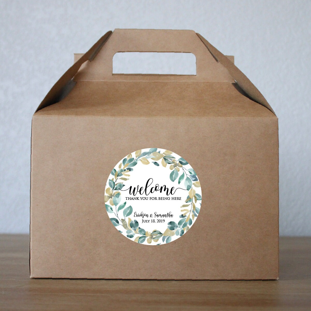 Welcome Stickers Wedding Welcome Labels Green Sage Watercolor | Etsy