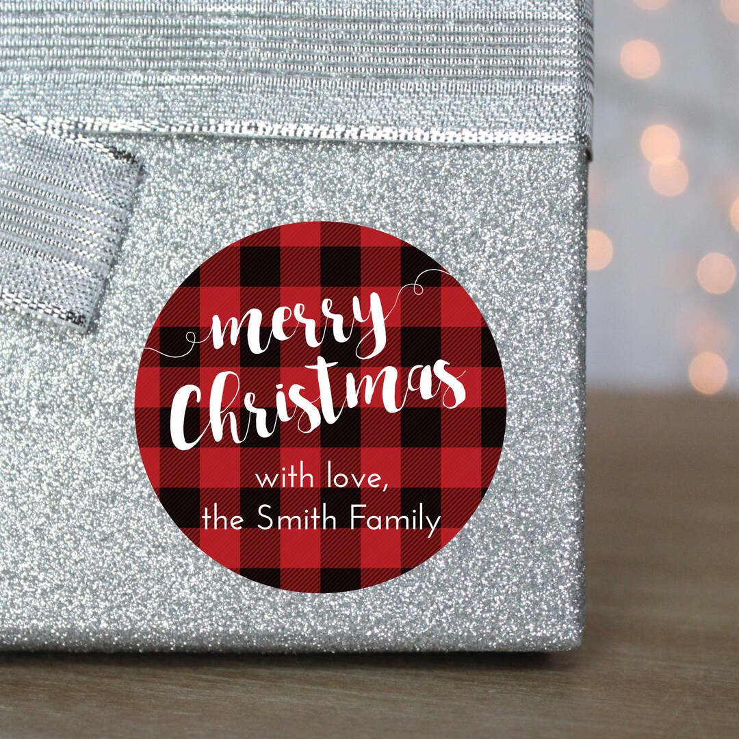 Christmas Stickers Plaid Gift Label Holiday Gift Tags Plaid Stickers ...