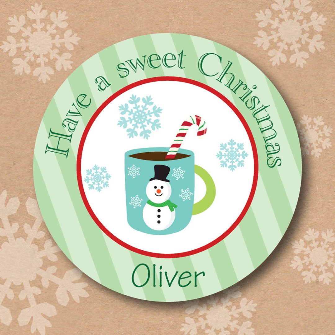 Personalized Christmas Sticker Hot Chocolate Snowman Sticker Christmas ...