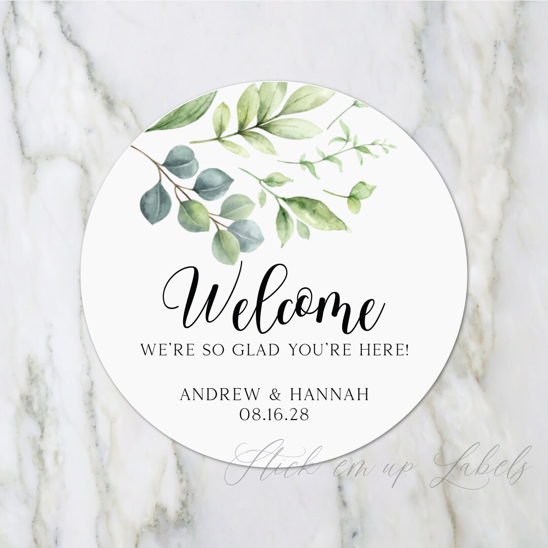 Wedding Welcome Stickers - Greenery Welcome Bag Label, Welcome Box ...