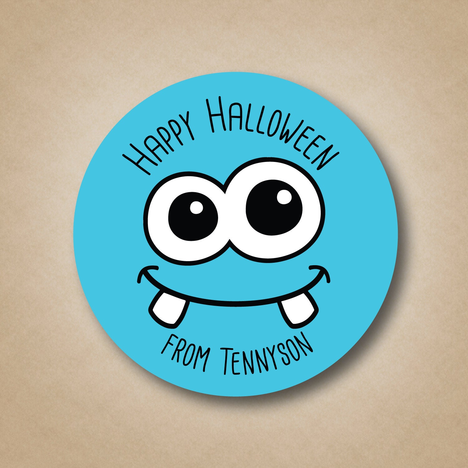 Halloween Stickers - Monster Face Halloween Treat Bag Labels, Custom ...