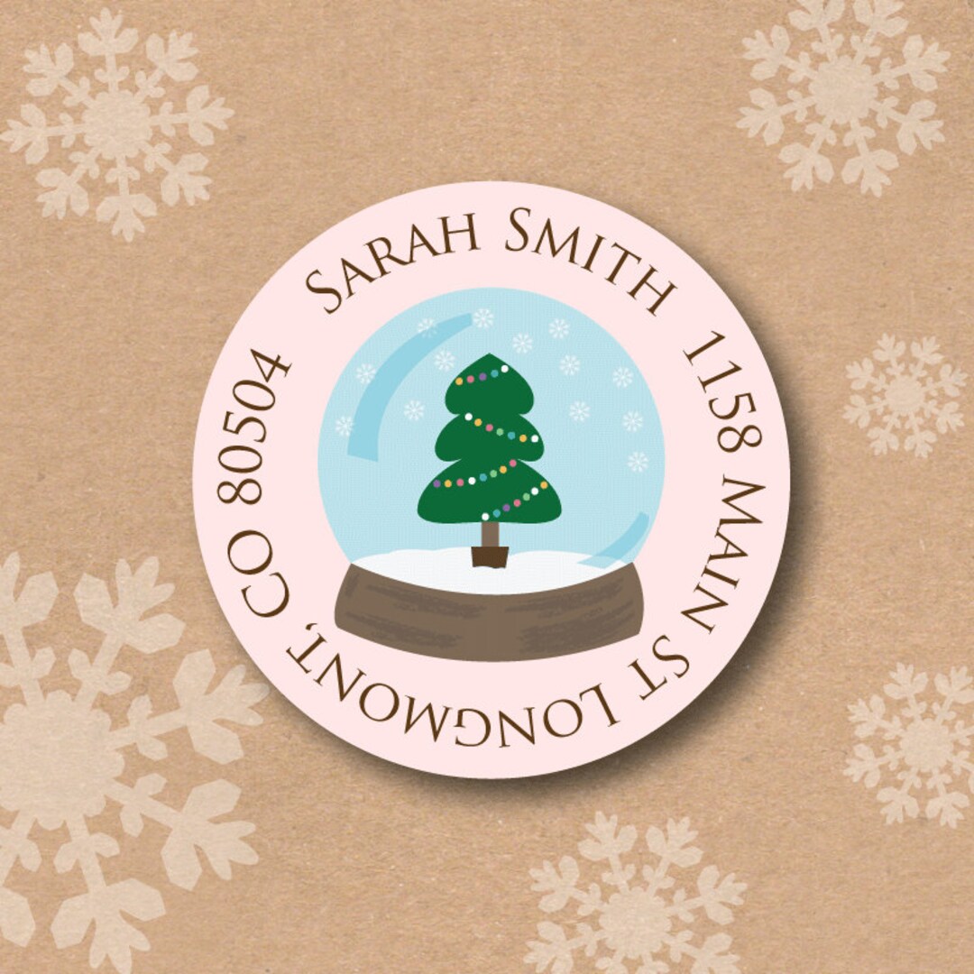 Christmas Address Labels Return Address Label Holiday Snowglobe ...