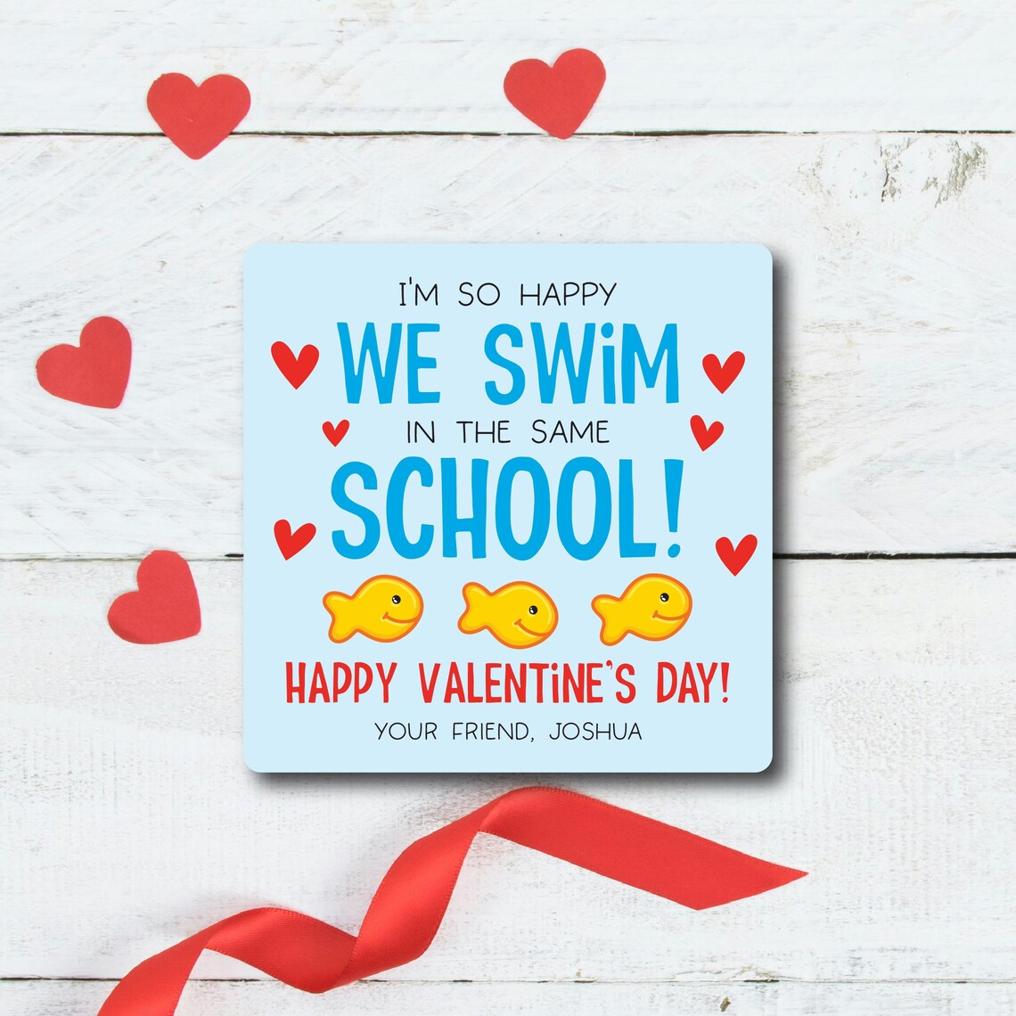 Classroom Valentine Stickers - Goldfish Cracker Valentines, so Happy We ...
