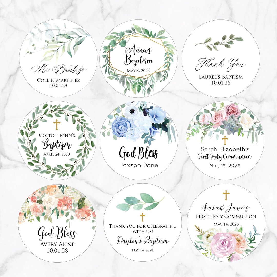Baptism Stickers - First Holy Communion Stickers, Mi Bautizo Stickers ...