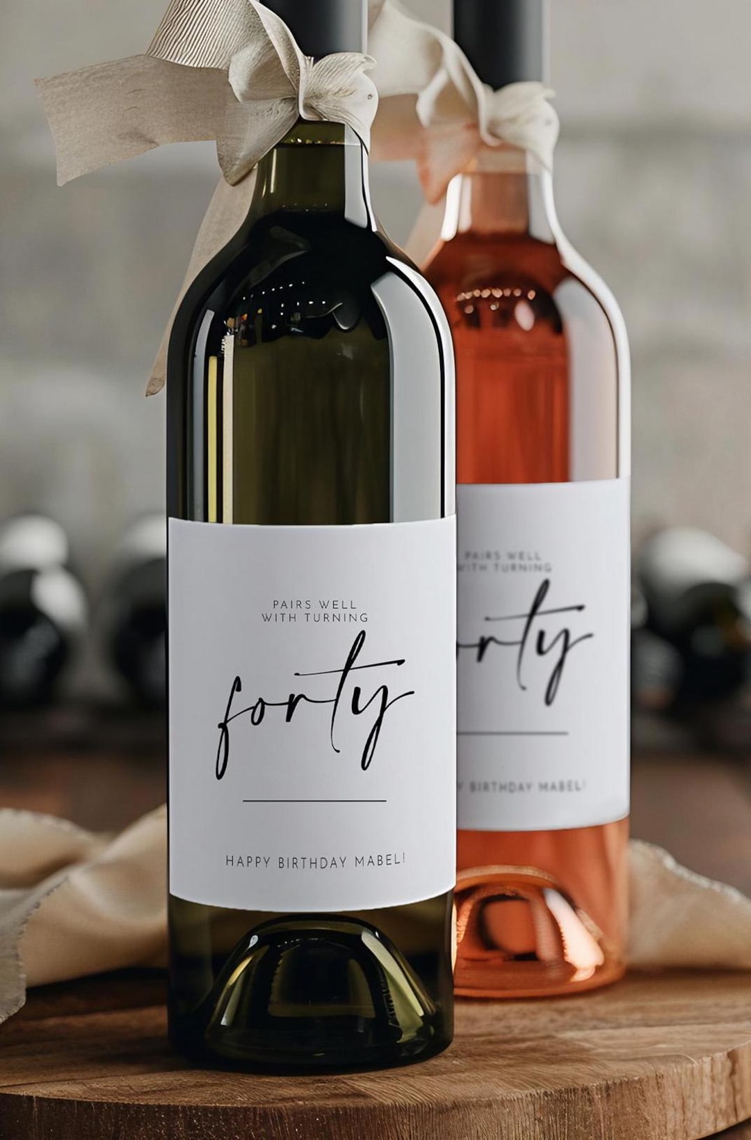 Birthday Wine Label - 40th Birthday Gift, Pairs Well With Turning Forty ...