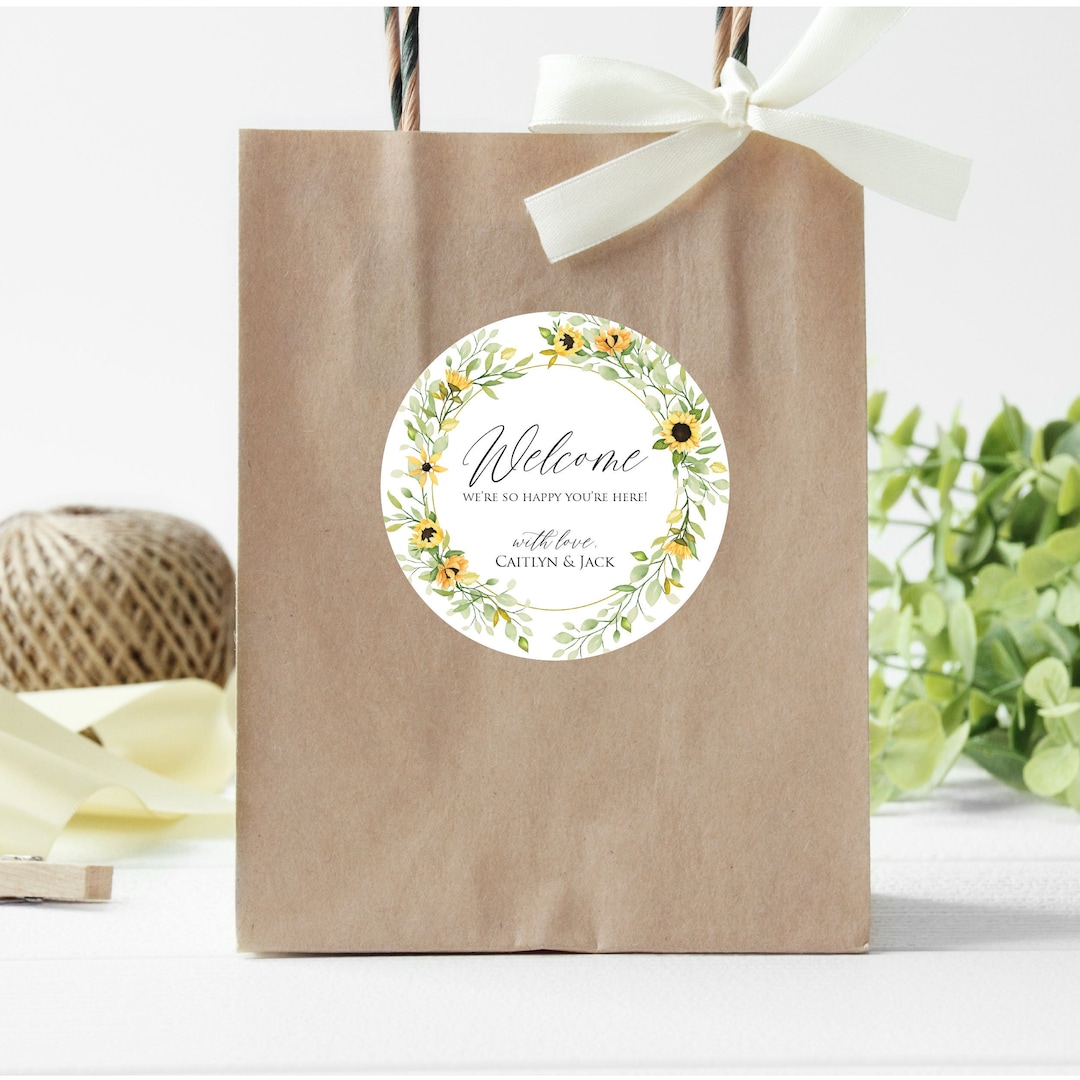 Wedding Welcome Stickers Wedding Welcome Bag Labels Sunflower Wedding ...