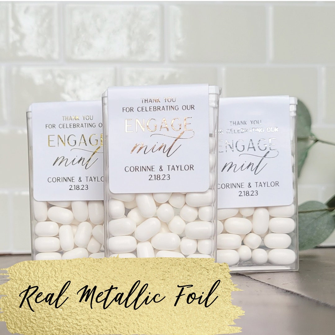 Metallic Foil Mint Labels Engagemint Stickers, Engagement Party Favors ...