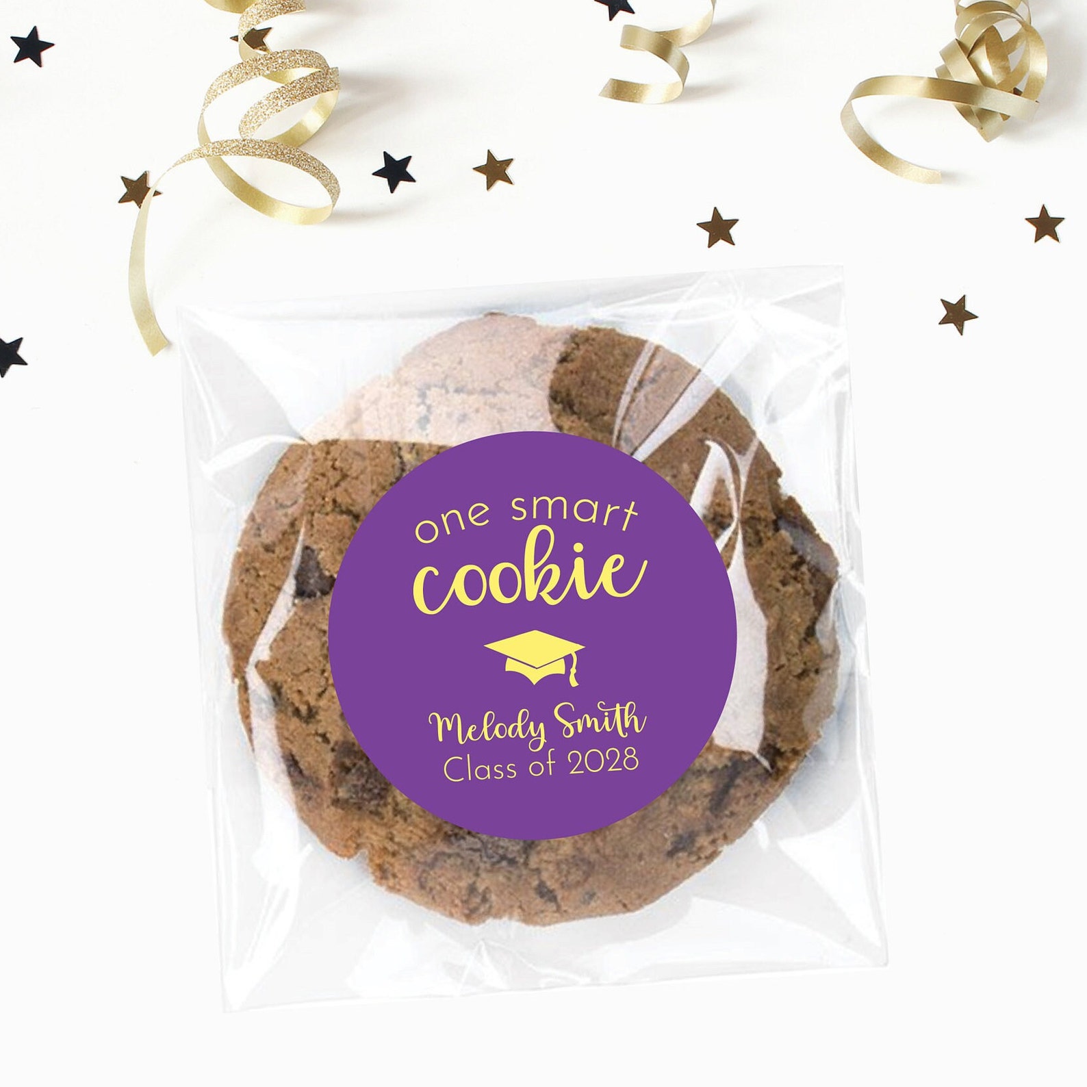 Graduation Party Favors - One Smart Cookie Stickers and Bags, One Smart ...