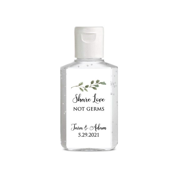 Hand Sanitizer Labels - Share Love Not Germs - Wedding Sanitizer Favors ...