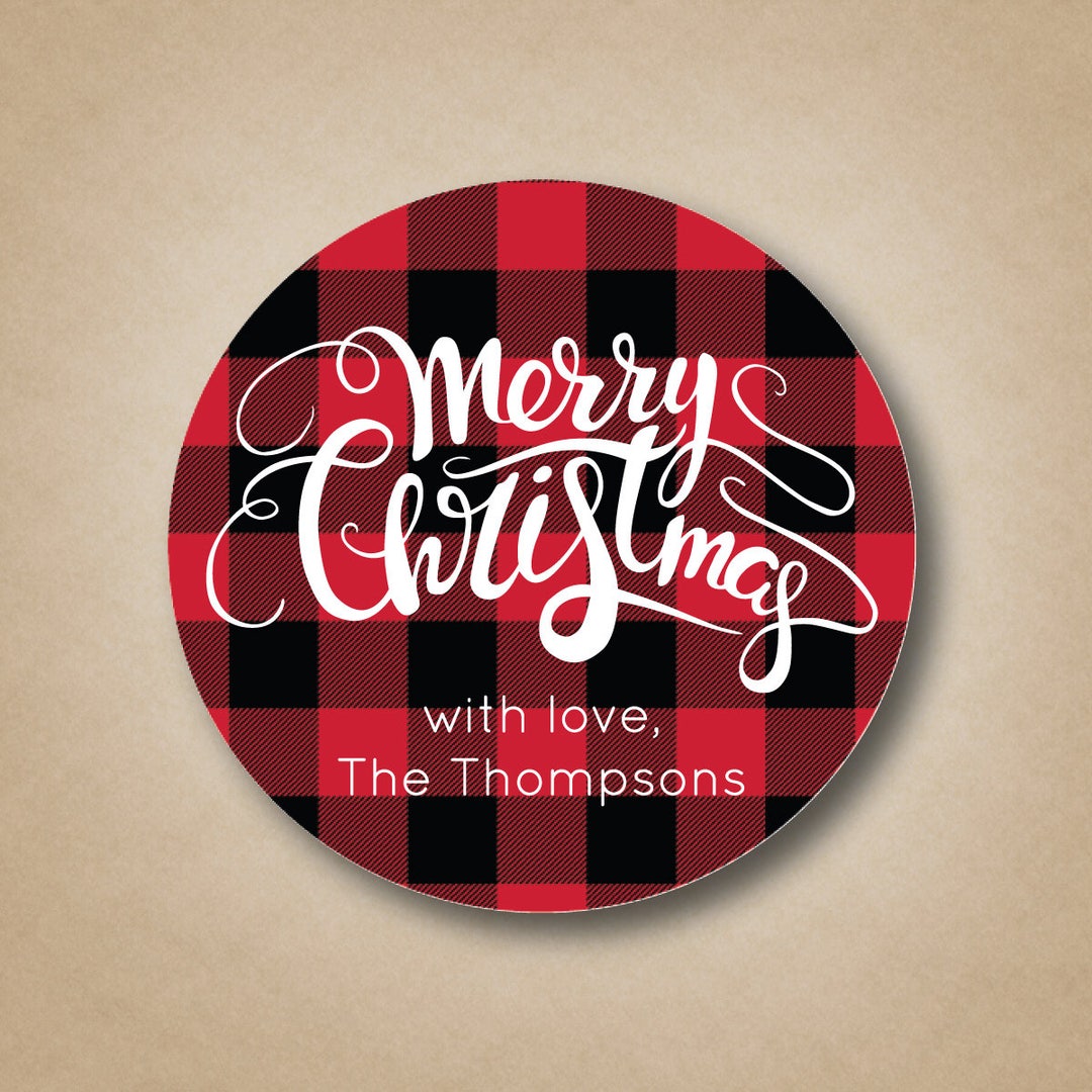 Plaid Christmas Gift Labels Buffalo Plaid Christmas Stickers - Etsy