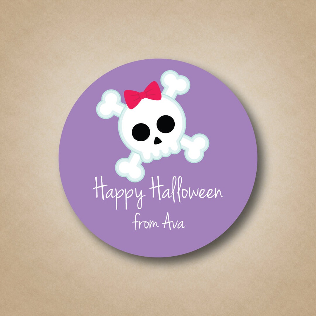 Halloween Stickers - Purple Girly Skull Halloween Sticker, Skull and ...