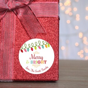 Merry & Bright Christmas Gift Labels Personalized Christmas Stickers ...