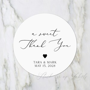 A Sweet Thank You Stickers - Minimalist Wedding Sticker, Wedding Favor ...