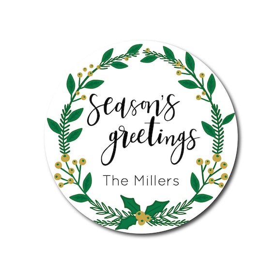 Season's Greetings Christmas Label Christmas Sticker Christmas Gift ...