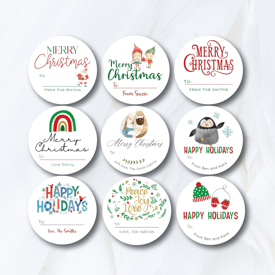 Christmas Gift Labels - to From Labels, Christmas Stickers, Holiday ...