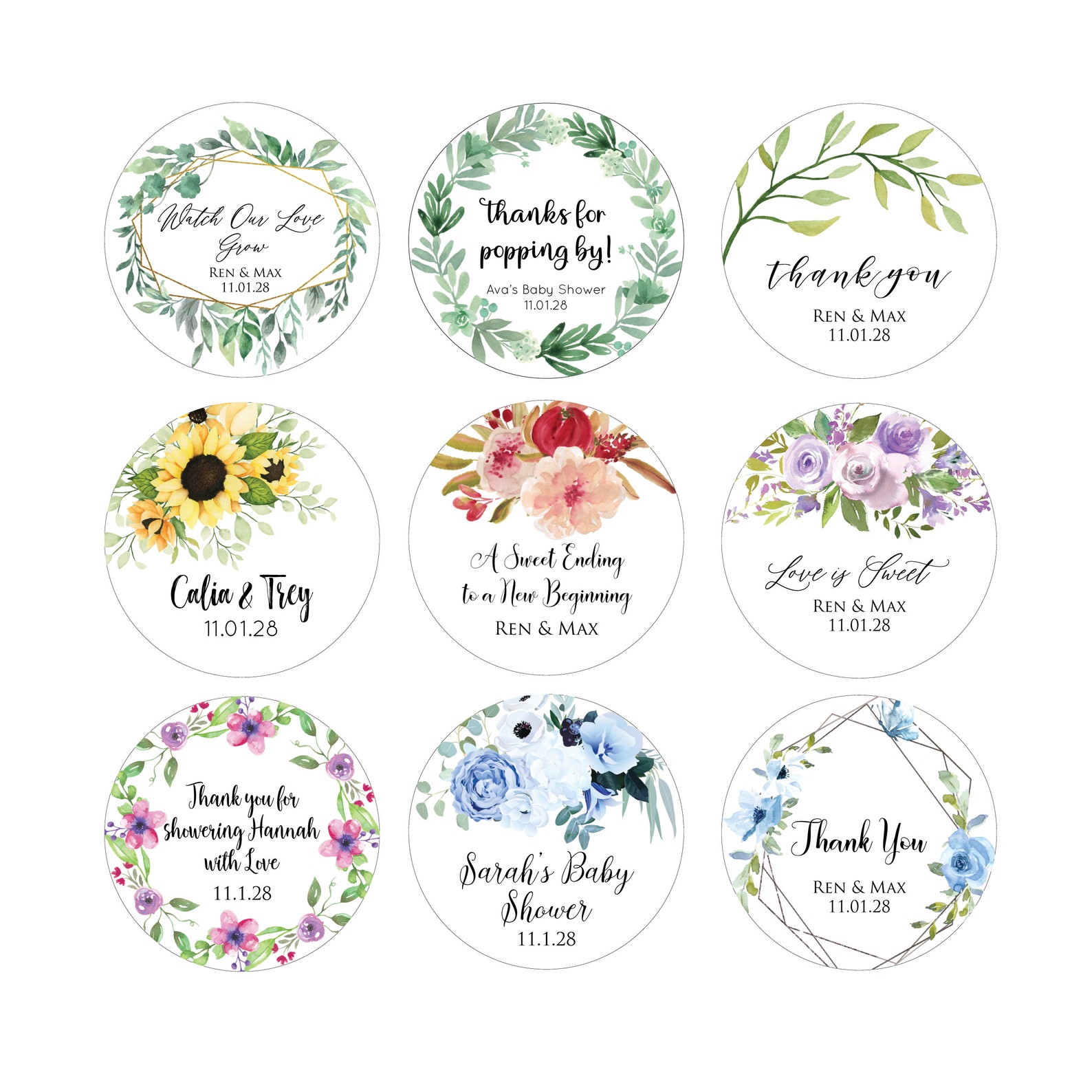 Wedding Stickers Personalized Wedding Favor Labels Thank You Etsy