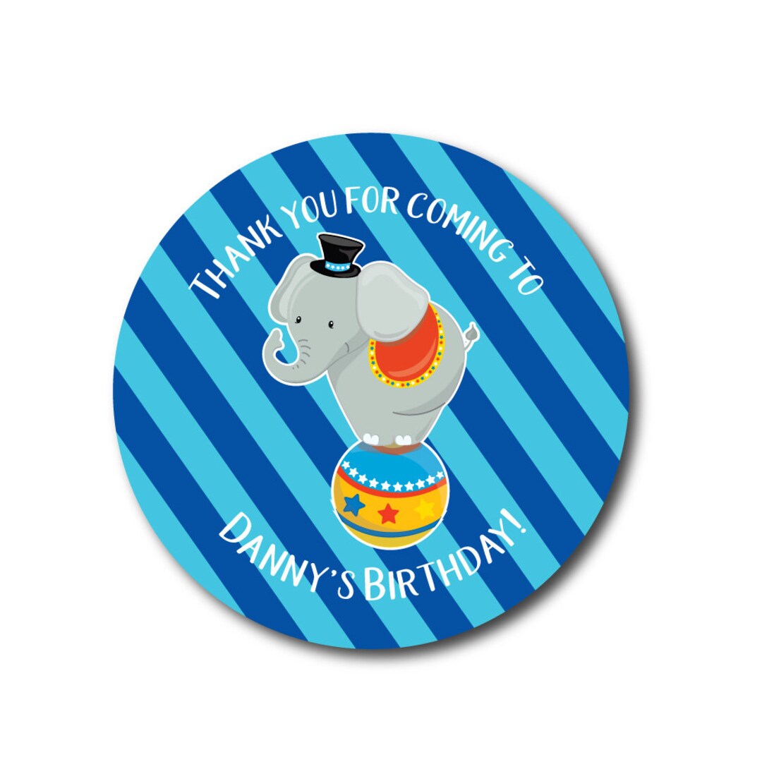 Circus Birthday Stickers Circus Party Elephant Stickers Birthday Party ...