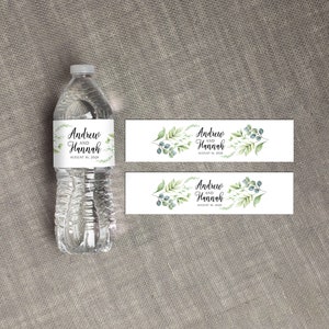 Wedding Water Bottle Label - Botanical Water Bottle Label, Waterproof ...