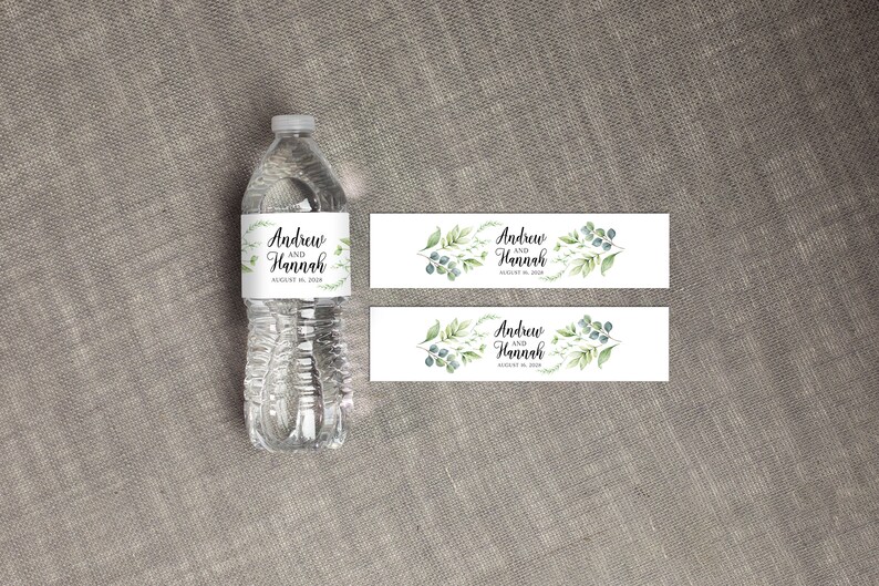 Wedding Water Bottle Label - Botanical Water Bottle Label, Waterproof ...