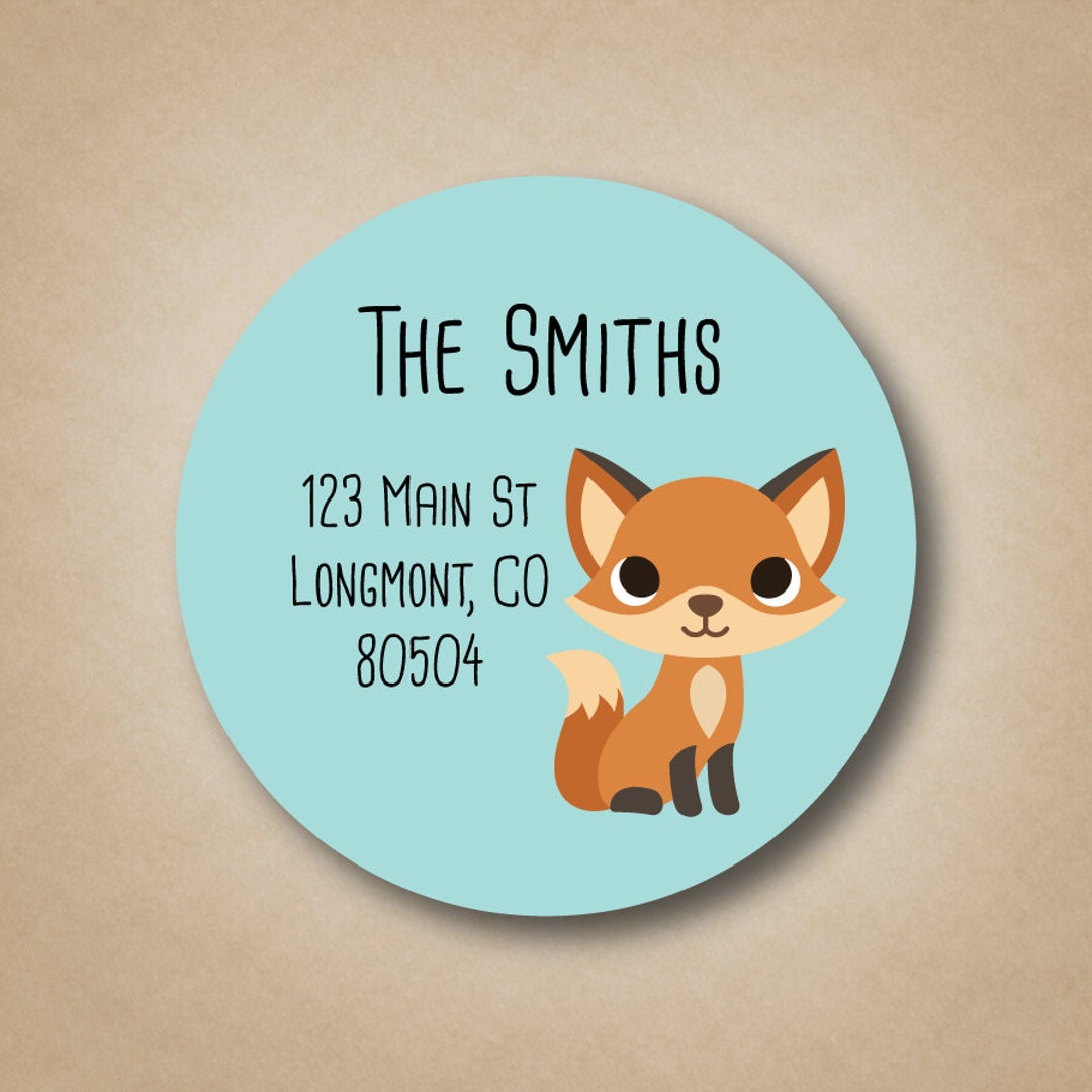 Return Address Labels Fox Address Stickers Woodland Creatures Address ...